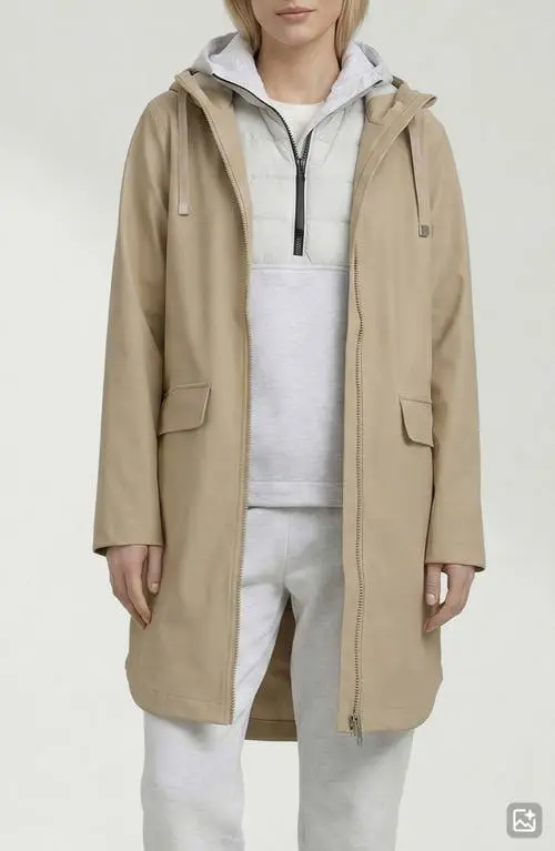 NOIZE Janae Water Repellent Hooded Raincoat - Sand