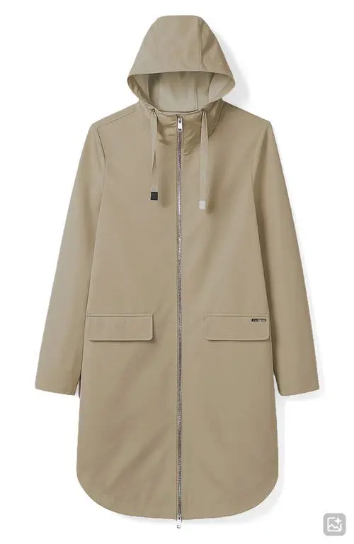 NOIZE Janae Water Repellent Hooded Raincoat - Sand
