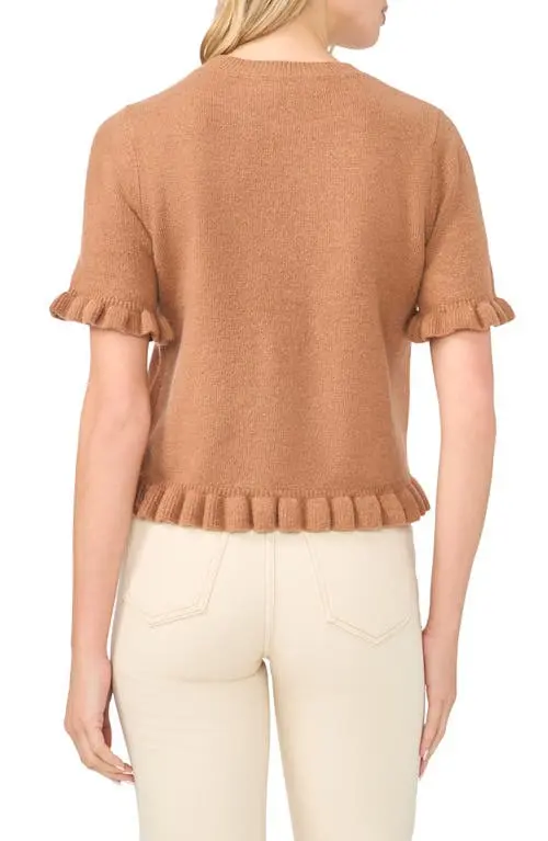 CECE DUPRAZ Ruffle Trim Short Sleeve Sweater - Raw Umber