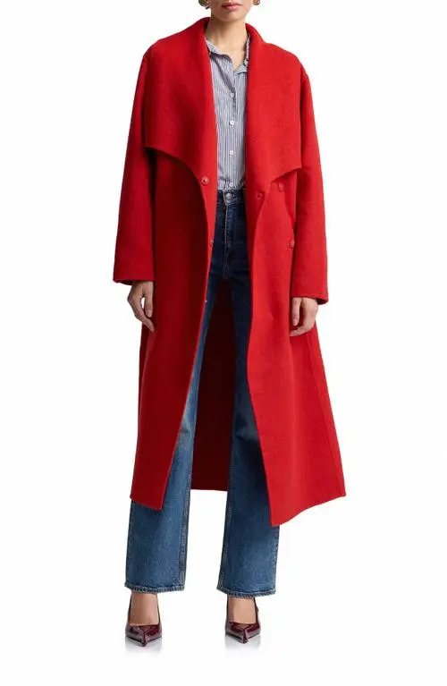 Avec Les Filles Shawl Collar Long Coat - Scarlet