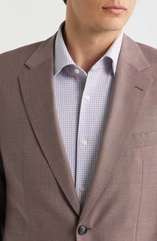 BOSS Huge Slim Fit Textured Virgin Wool Suit - Pink/brown