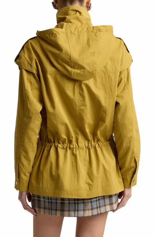 Avec Les Filles Hooded Drawstring Waist Jacket - Kiwi