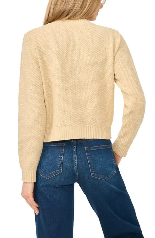 CECE DUPRAZ Embroidered Cotton Blend Cardigan - Bamboo Beige