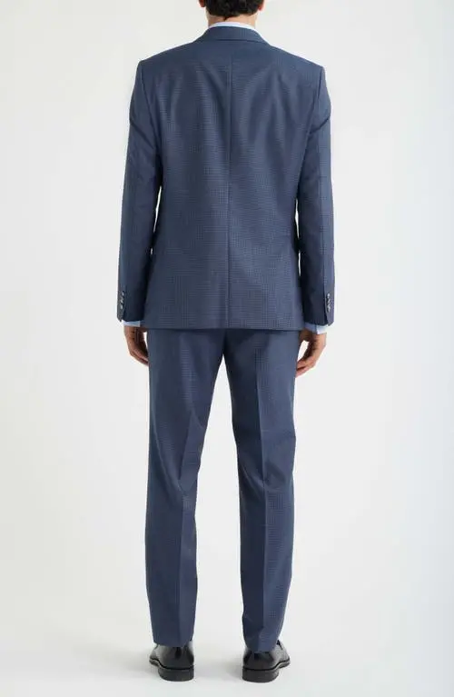 BOSS Huge Slim Fit Microcheck Virgin Wool Suit