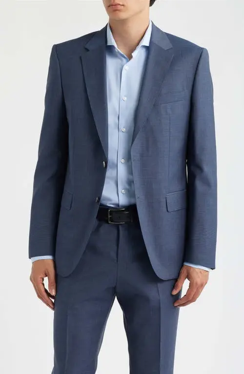 BOSS Huge Slim Fit Microcheck Virgin Wool Suit