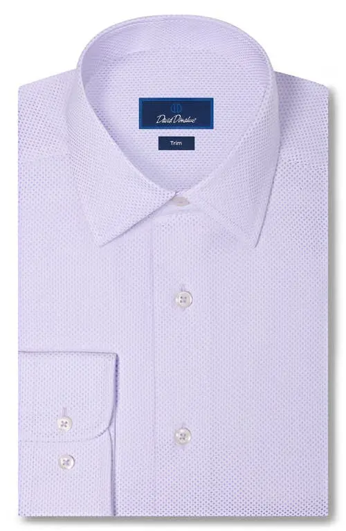 David Donahue Trim Fit Light Purple Dobby Dot Cotton Dress Shirt - Lilac