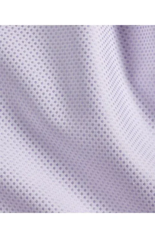 David Donahue Trim Fit Light Purple Dobby Dot Cotton Dress Shirt - Lilac