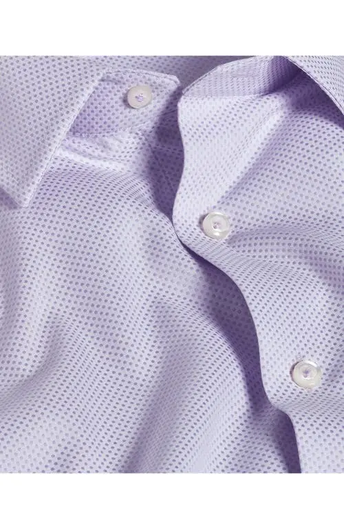 David Donahue Trim Fit Light Purple Dobby Dot Cotton Dress Shirt - Lilac