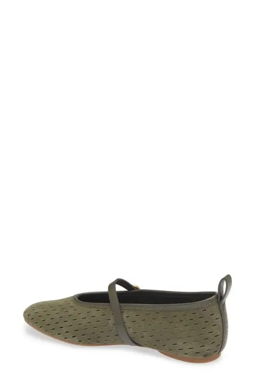 Rag & Bone Spire Perforated Mary Jane Flat - Forest Suede
