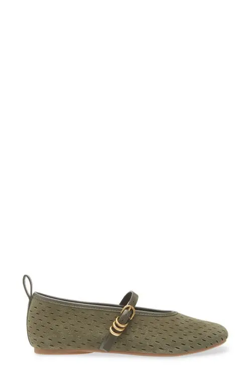Rag & Bone Spire Perforated Mary Jane Flat - Forest Suede
