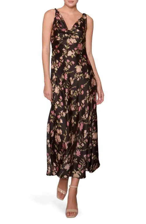 MELLODAY Print Satin Dress - Black/multi Floral