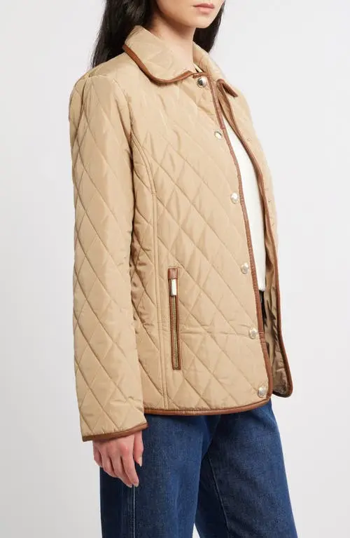 Michael Kors Quilted Jacket With Faux Leather Trim