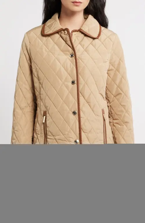Michael Kors Quilted Jacket With Faux Leather Trim