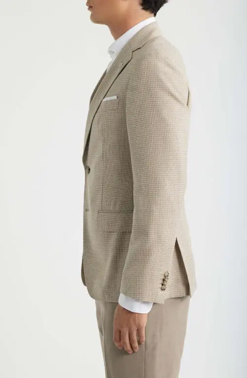 BOSS Hutson Slim Fit Houndstooth Virgin Wool Sport Coat - Tan