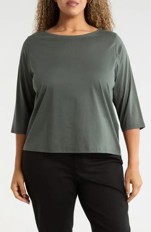 Eileen Fisher Bateau Neck Organic Cotton Top - Everglade
