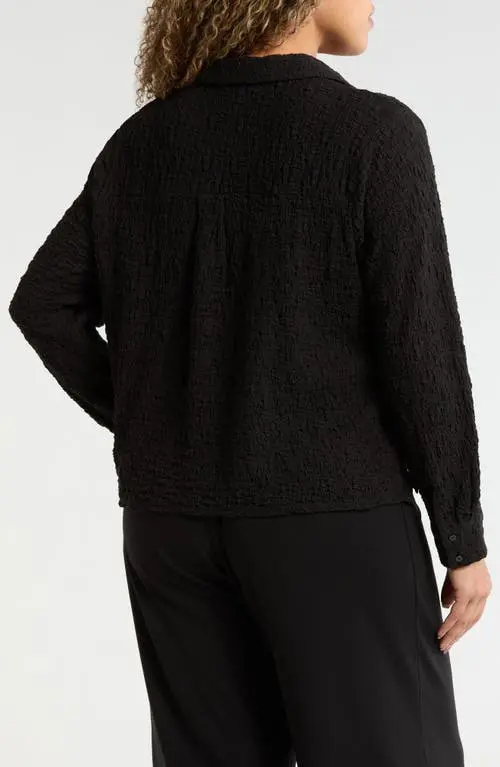 Eileen Fisher Classic Collar Stretch Organic Cotton Blend Button-up Shirt