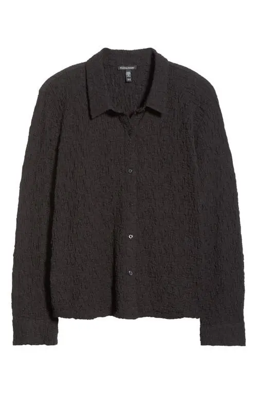 Eileen Fisher Classic Collar Stretch Organic Cotton Blend Button-up Shirt
