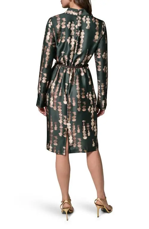 Donna Karan New York Floral Print Belted Midi Shirt Dress