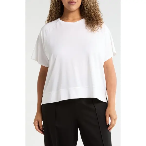 Eileen Fisher Short Raglan Sleeve Crewneck T-shirt - White