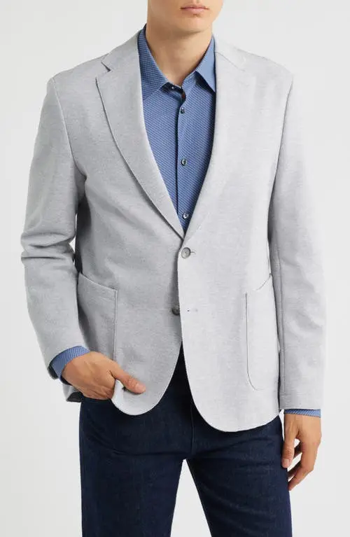 BOSS Hanry Slim Fit Heathered Knit Cotton Blend Sport Coat - Grey