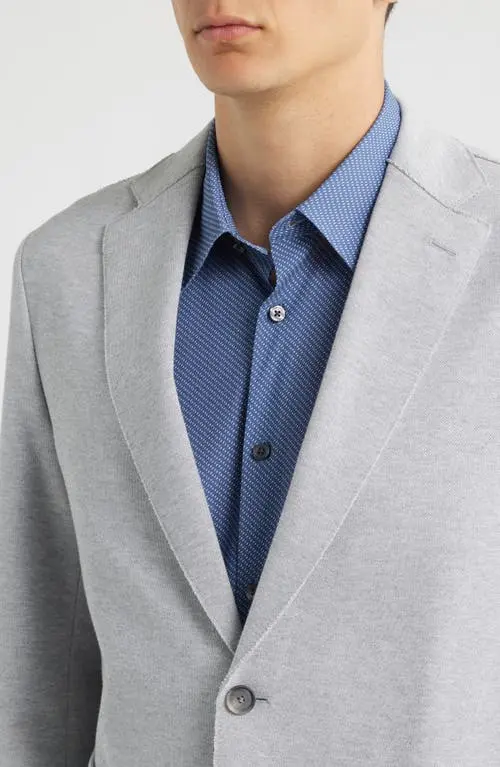 BOSS Hanry Slim Fit Heathered Knit Cotton Blend Sport Coat - Grey