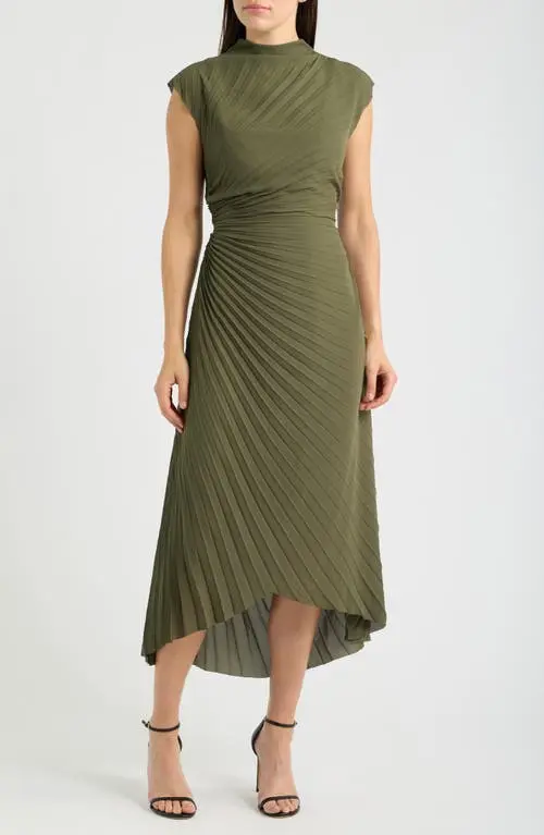 ALLSAINTS Rayanna Sunray Pleated Dress - Forest Green