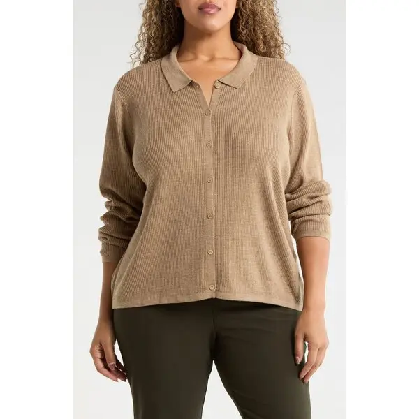 Eileen Fisher Merino Wool Cardigan - Biscuit