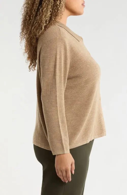 Eileen Fisher Merino Wool Cardigan - Biscuit