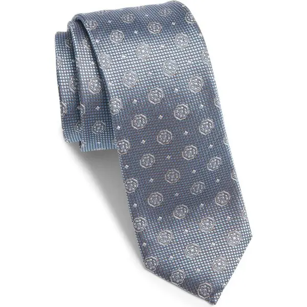 BOSS Medallion Silk Neck Tie - Light Pastel Blue