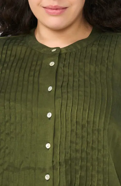 Halogen Pintuck Top - Midnight Sage