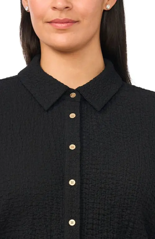 Halogen Flare Sleeve Knit Button-up Shirt
