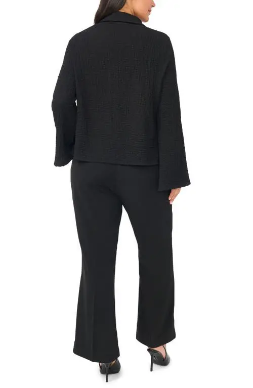 Halogen Flare Sleeve Knit Button-up Shirt
