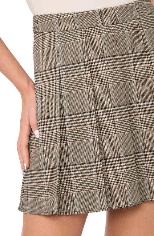 Vince Camuto Glen Plaid Pleated Stretch Miniskirt