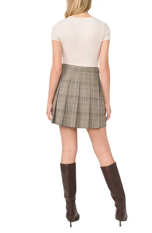 Vince Camuto Glen Plaid Pleated Stretch Miniskirt