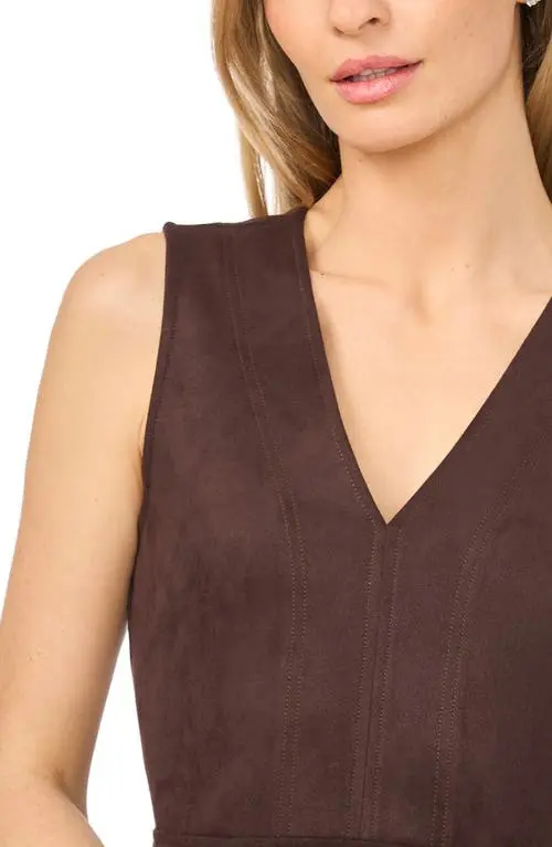 Halogen V-neck Faux Suede Midi Dress