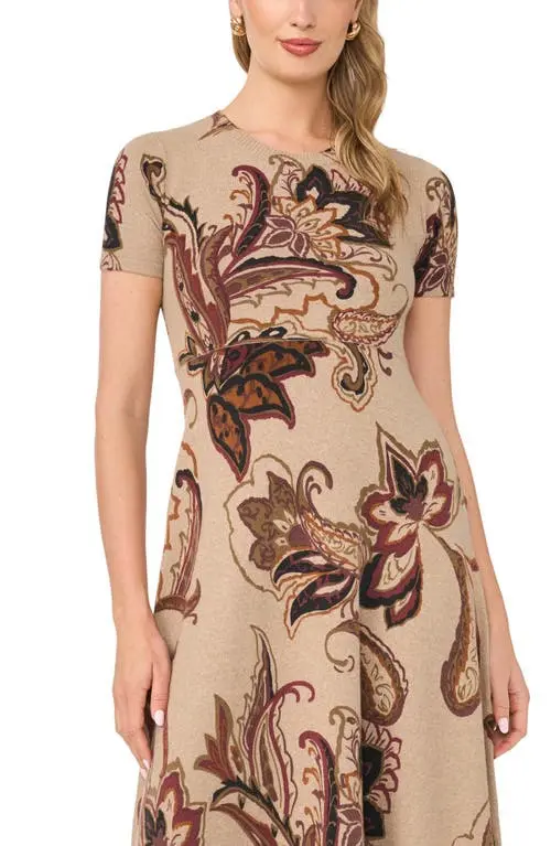 Vince Camuto Paisley Print Midi Sweater Dress