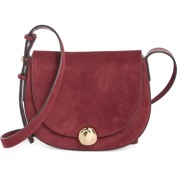 Madewell Dakota Suede Saddle Crossbody Bag - Sangria