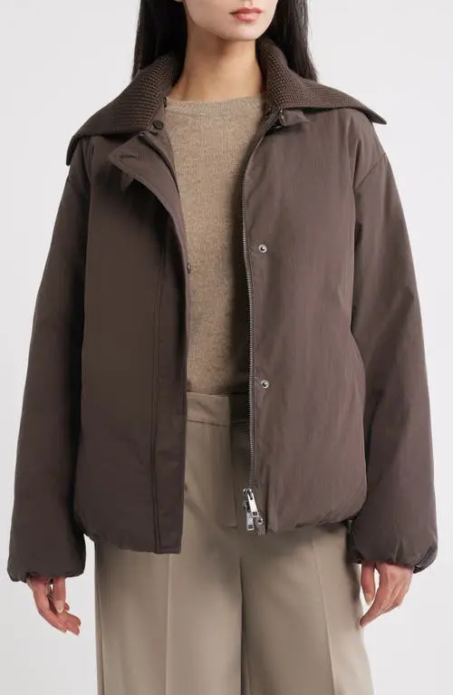 Vince Knit Collar Down Jacket - Burnt Walnut
