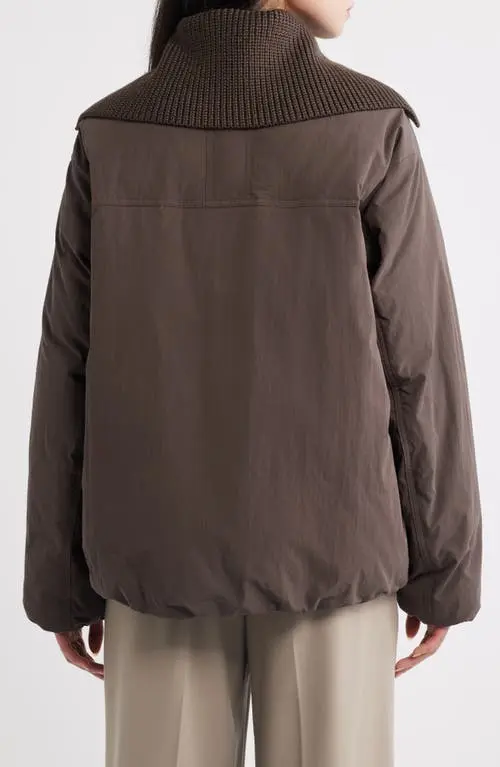 Vince Knit Collar Down Jacket - Burnt Walnut
