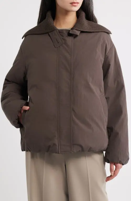 Vince Knit Collar Down Jacket - Burnt Walnut