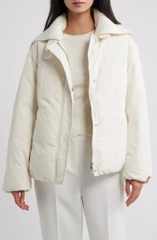 Vince Knit Collar Down Jacket - Off White