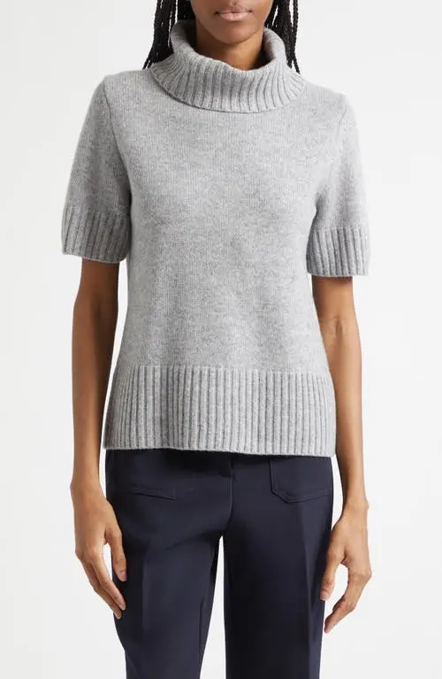 REISS Elena Short Sleeve Cashmere Turtleneck Sweater - Grey