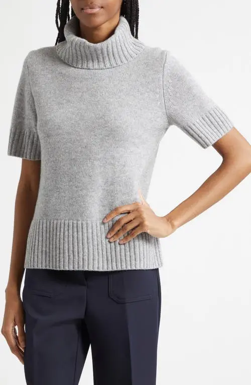 REISS Elena Short Sleeve Cashmere Turtleneck - Grey