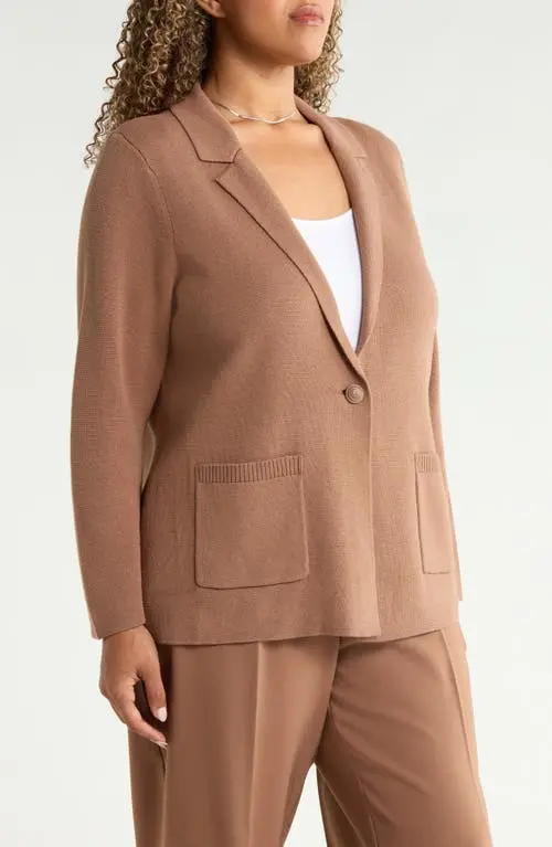 NIC+ZOE Knit Cotton Blend Single Button Blazer