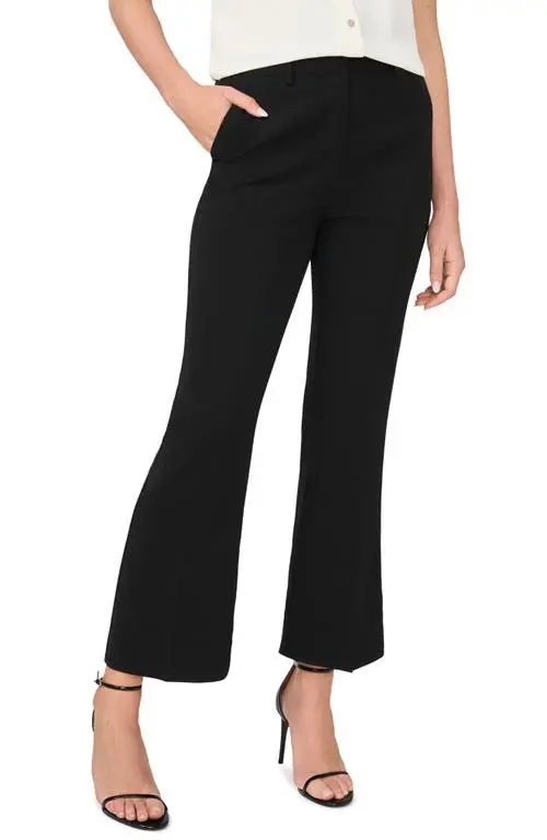 Halogen Tailored High Waist Ankle Flare Leg Pants - Rich Black