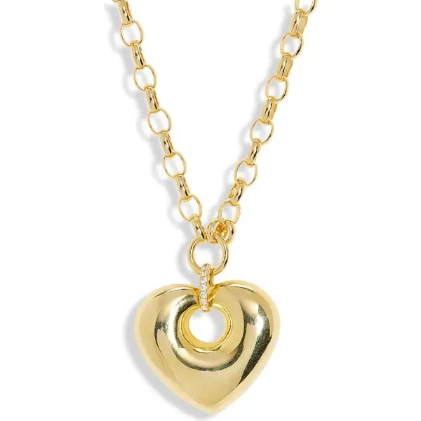 Argento Vivo Puffy Heart Pendant Necklace - Gold