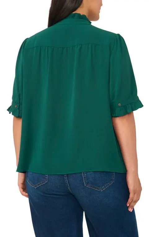 CECE DUPRAZ Ruffle Neck Top - Alpine Green