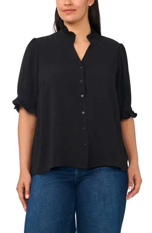 CECE DUPRAZ Ruffle Neck Top - Rich Black