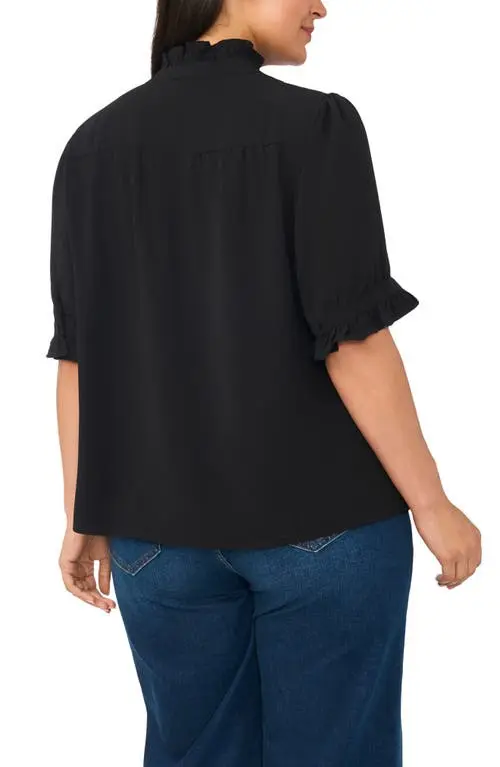 CECE DUPRAZ Ruffle Neck Button-up Shirt - Rich Black