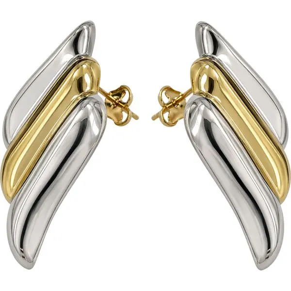Argento Vivo Two-tone Wing Stud Earrings - Gold/silver